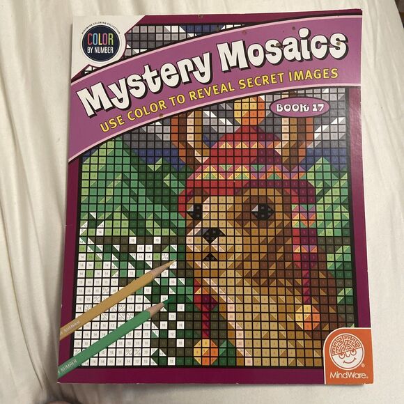Mindware | Art | Adult Coloring By Number Book 7 Mystery Mosaics Secret ...